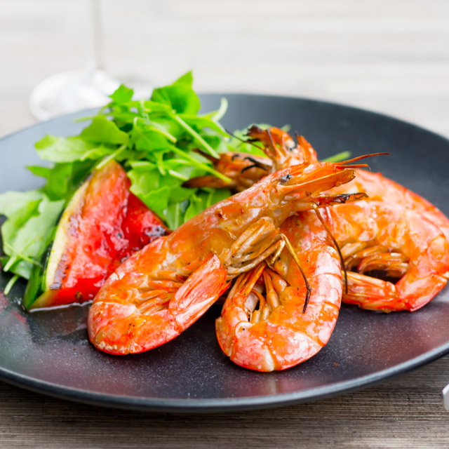 Grilled Shrimp with Watermelon and Rocket | Krumpli