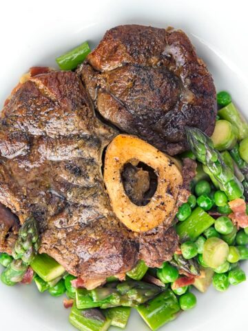 Braised Beef Shin with Asparagus and Peas - Krumpli