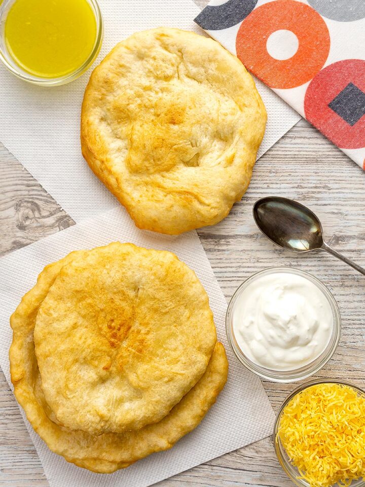 Langos Hungarian Fried Flatbread - Krumpli
