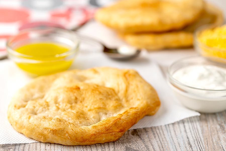 Langos Hungarian Fried Flatbread - Krumpli