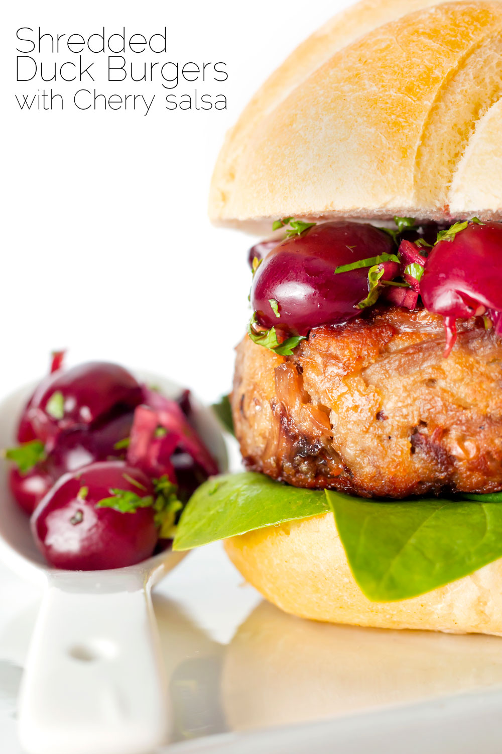 Shredded Duck Burgers with Balsamic Cherry Salsa | Krumpli