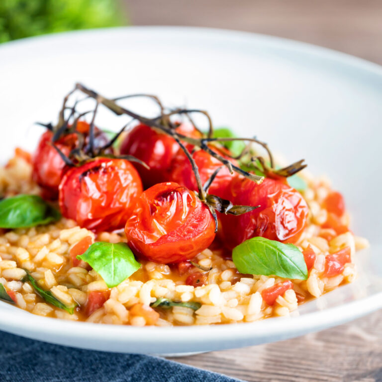 Tomato Risotto with Basil & Roasted Tomatoes - Krumpli