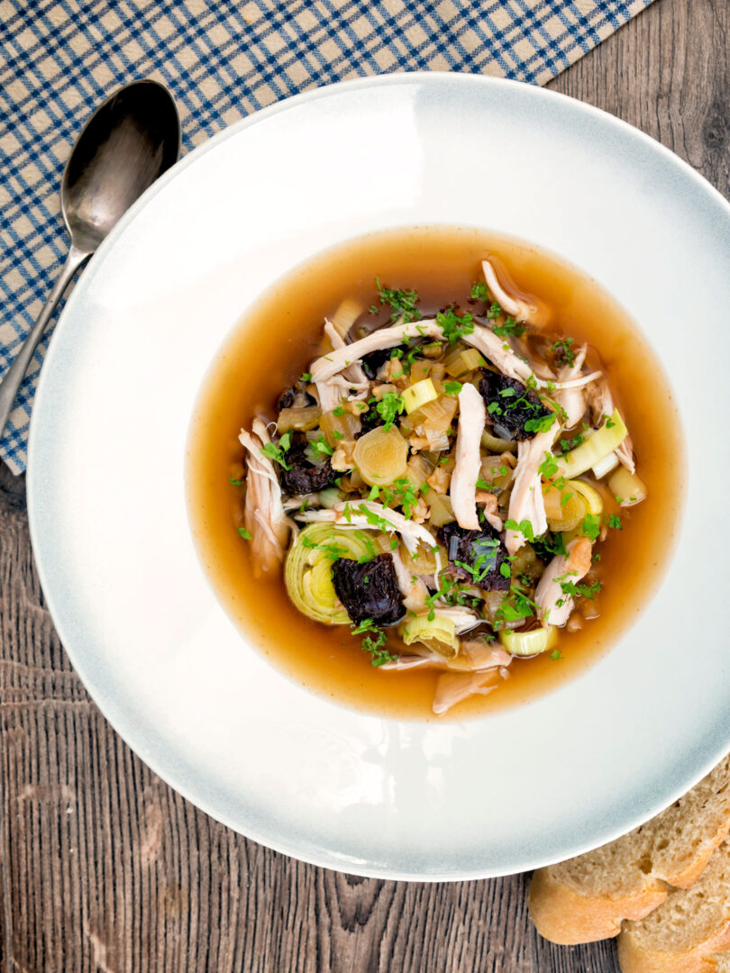 Cock a leekie Soup, Scottish Chicken and Leek soup - Krumpli