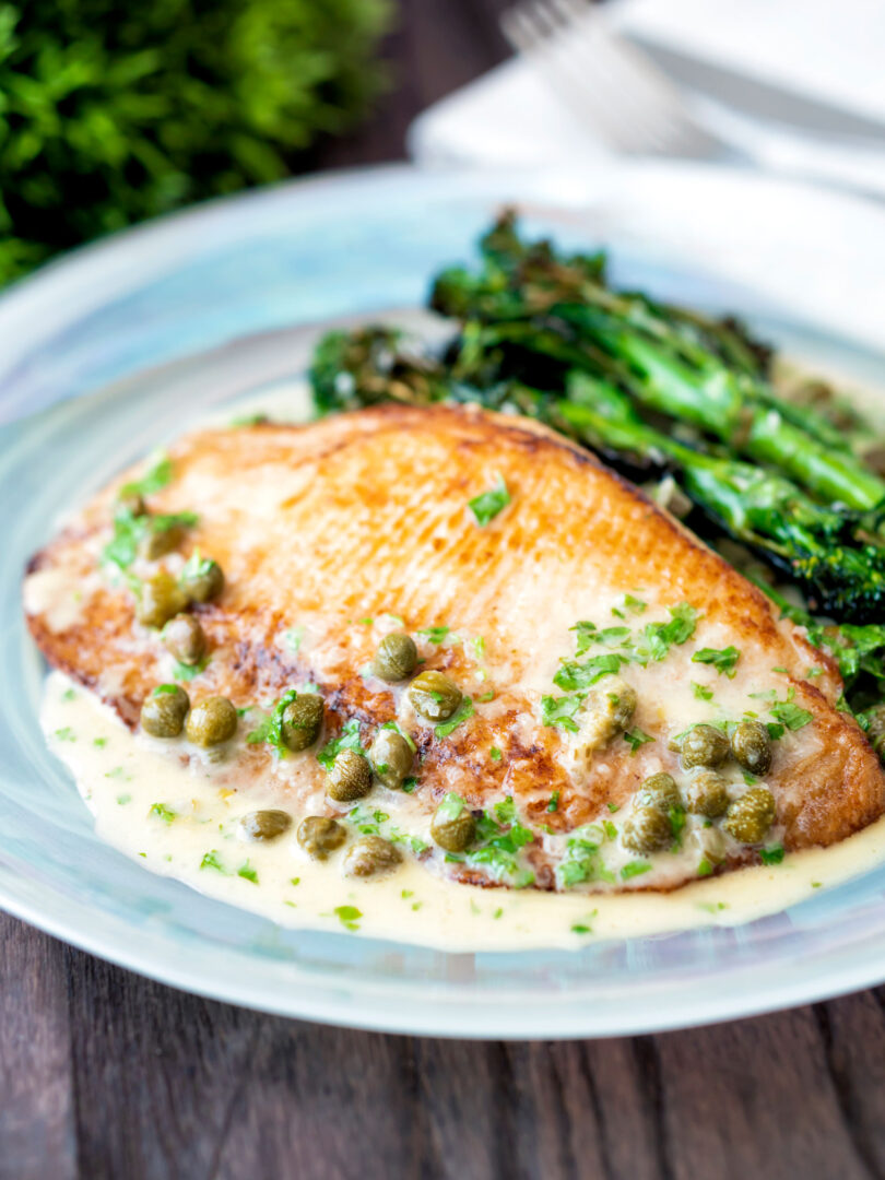 Pan Fried Skate Wings with Prosecco and Caper Sauce - Krumpli