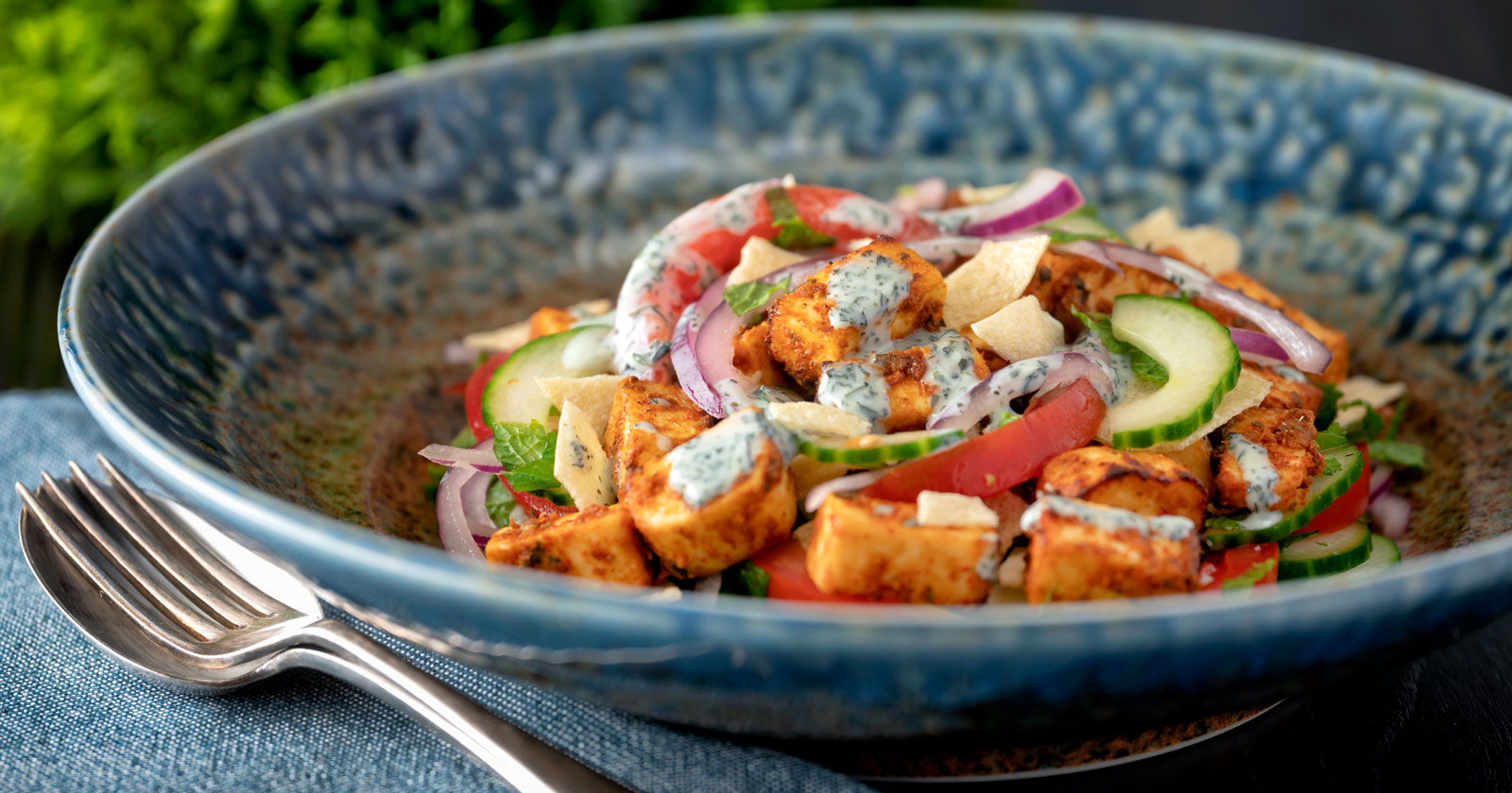 Paneer Salad with Yoghurt Raita Dressing - Krumpli