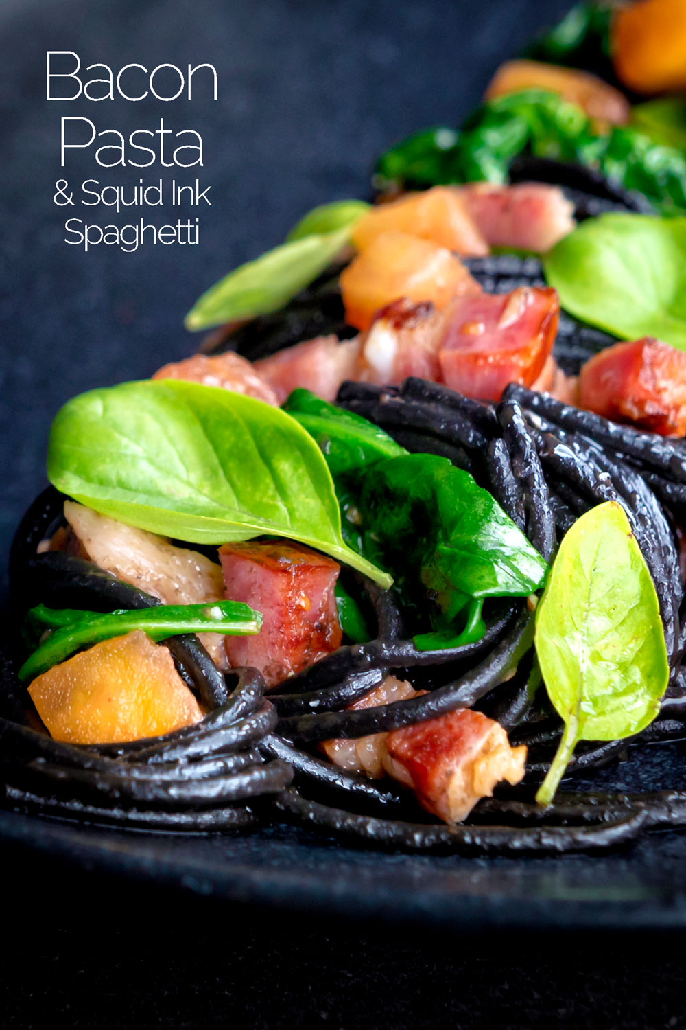 Bacon Pasta with Squid Ink Spaghetti - Krumpli