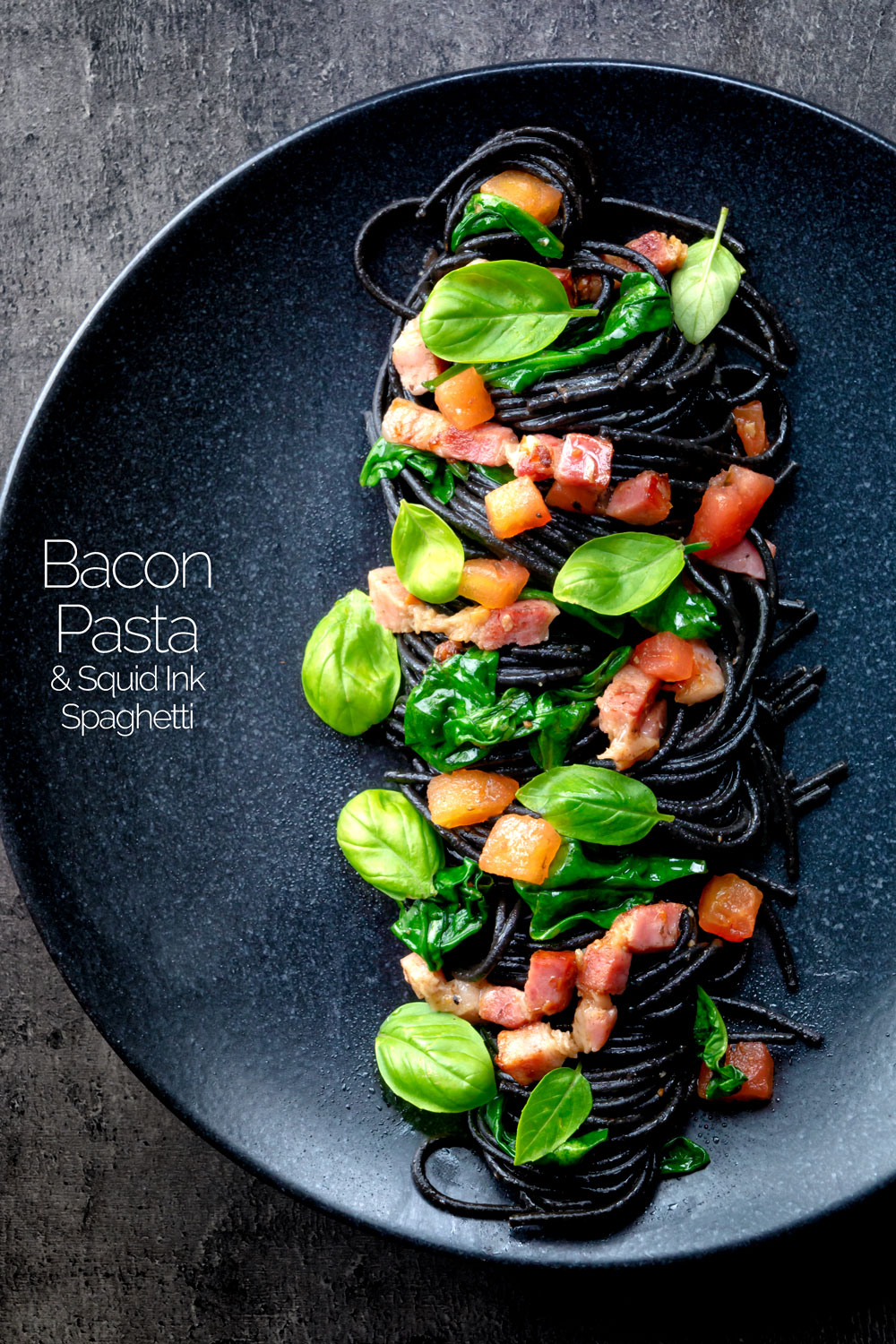 Bacon Pasta with Squid Ink Spaghetti - Krumpli