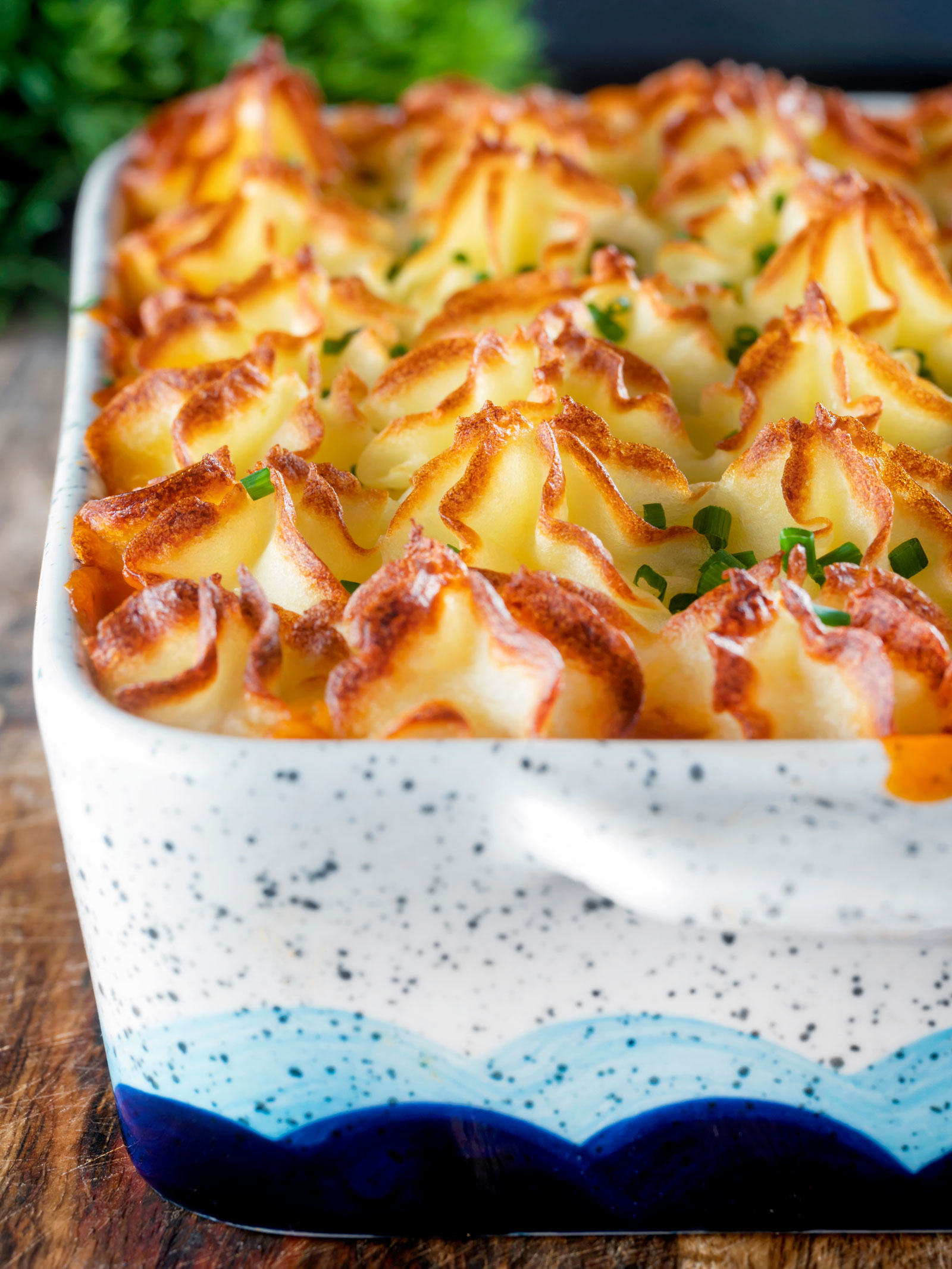 Fish Finger Pie with Baked Beans - Krumpli
