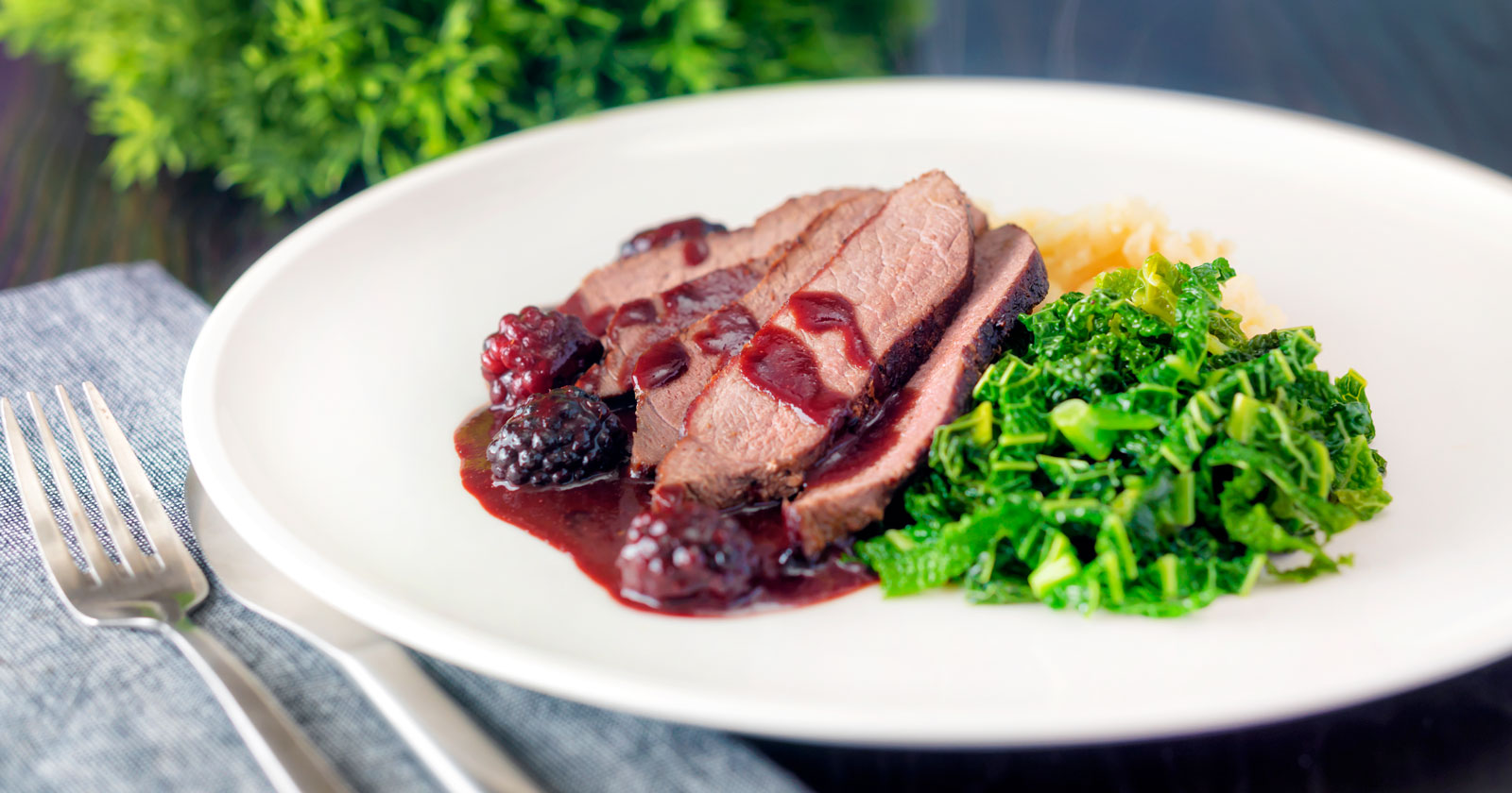 Wild Boar Steak With Blackberry Sauce Krumpli