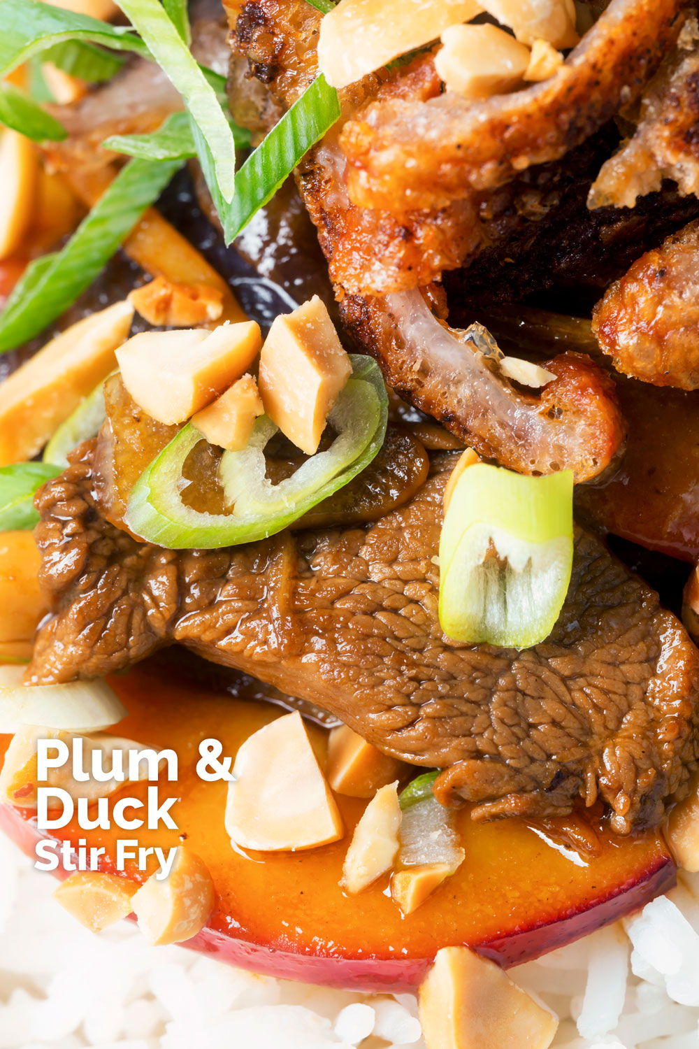 Plum and Duck Stir Fry with Crispy Skin - Krumpli