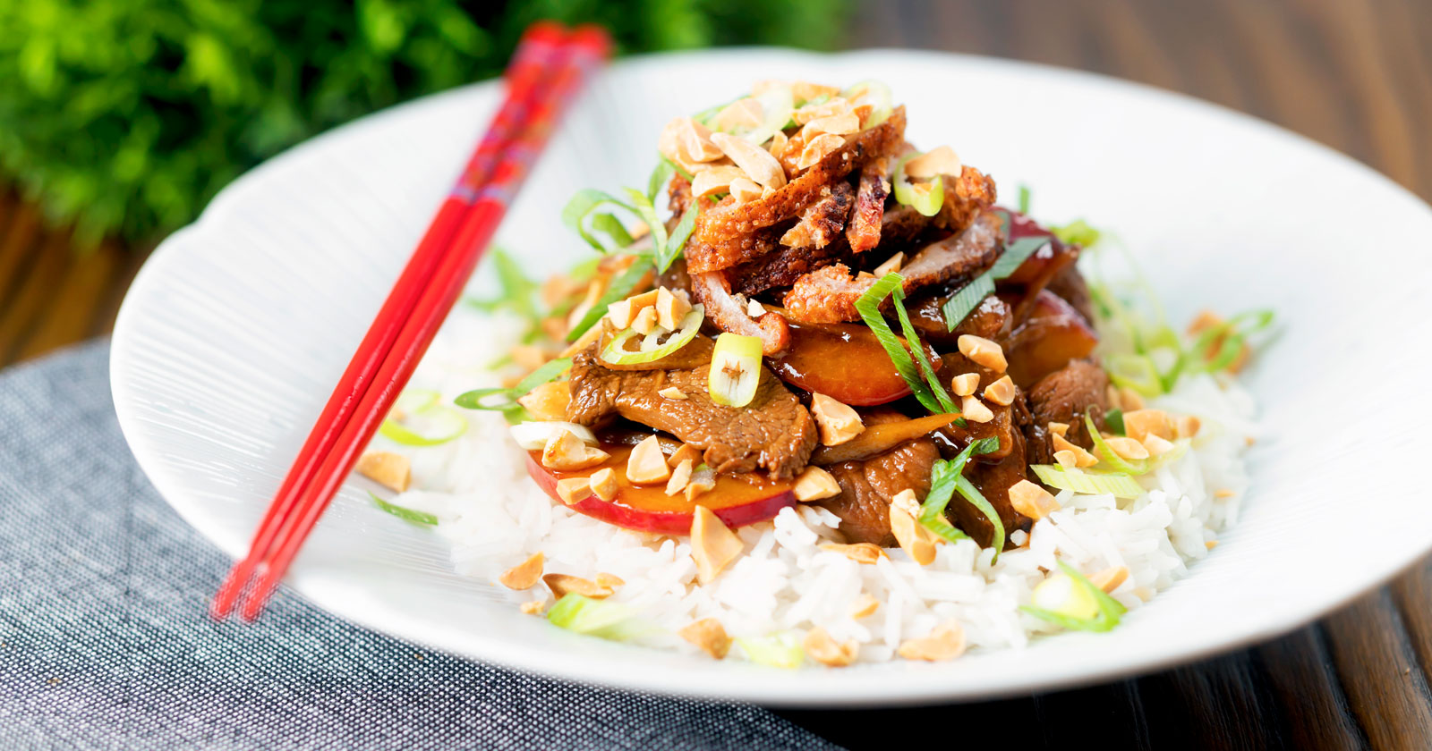 Plum and Duck Stir Fry with Crispy Skin - Krumpli