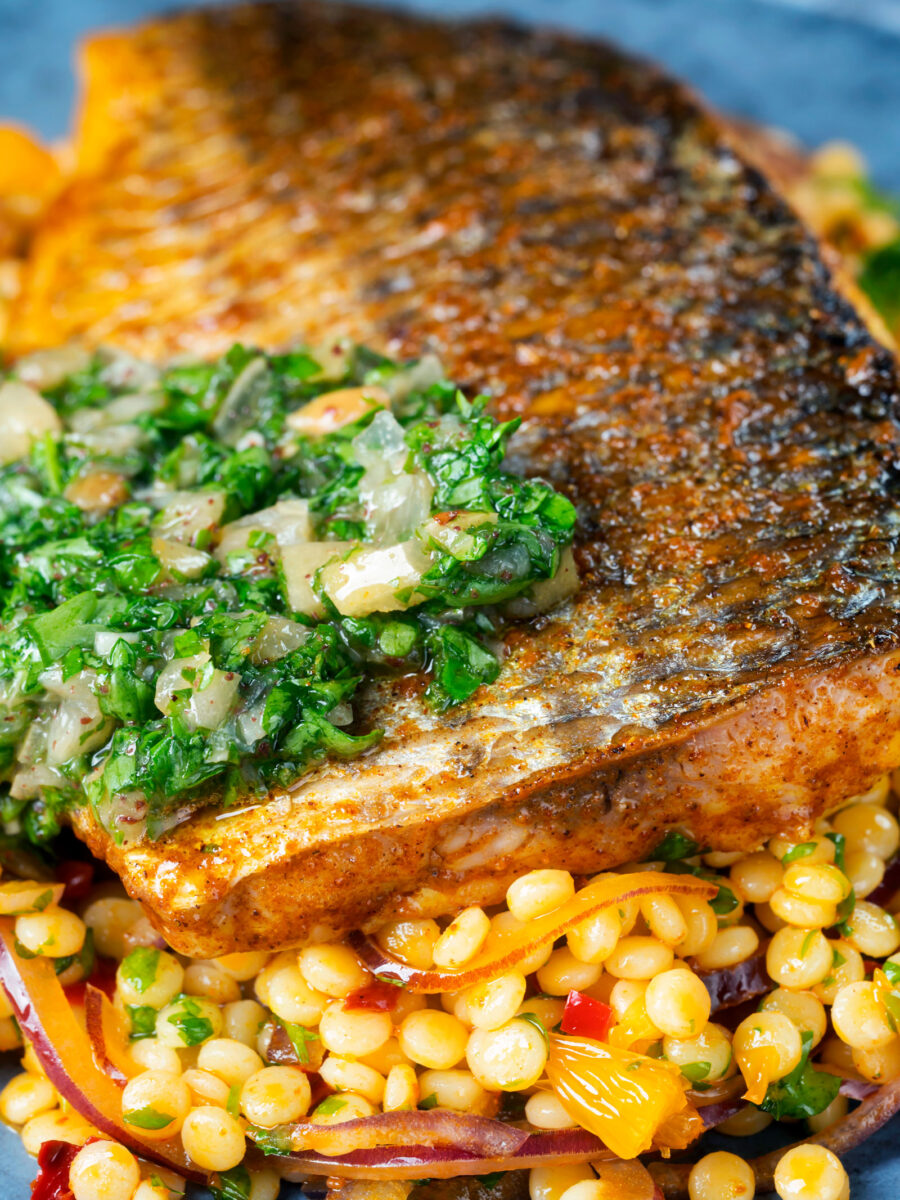 Pan Fried Grey Mullet with Preserved Lemon Sauce - Krumpli