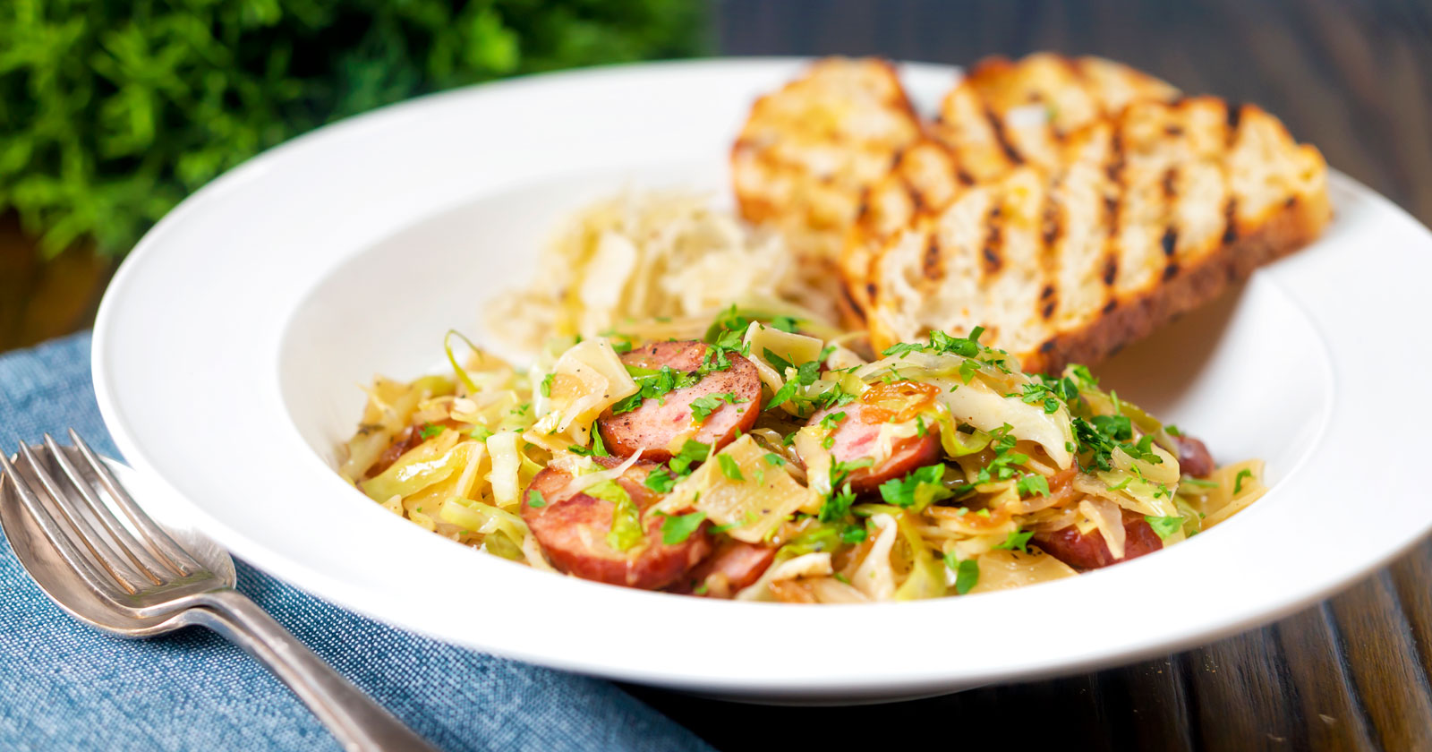 Lazanki with Kielbasa Polish Cabbage Pasta - Krumpli