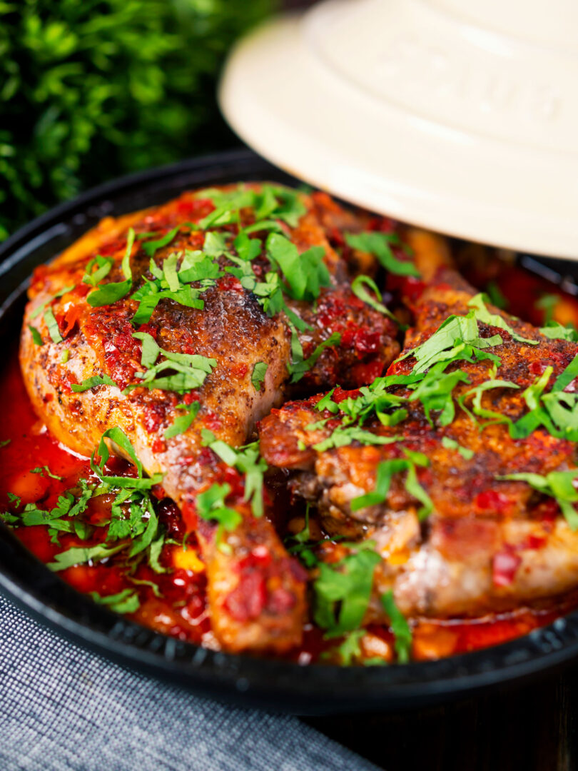 Duck Leg Tagine With Harissa, Apricots and Almonds - Krumpli