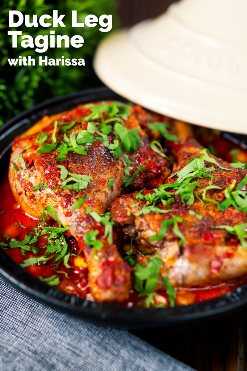 Duck Leg Tagine With Harissa, Apricots and Almonds - Krumpli