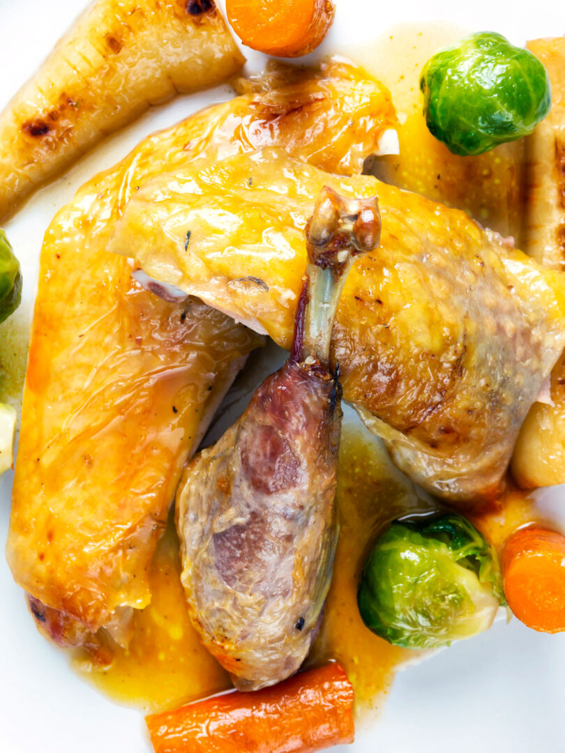 Roast Guinea Fowl with Honey Vegetables - Krumpli