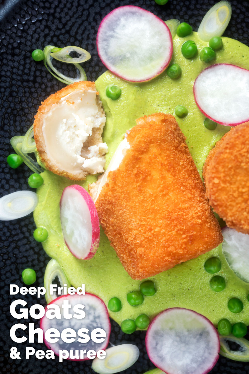 Fried Goat Cheese with Pea Puree - Krumpli