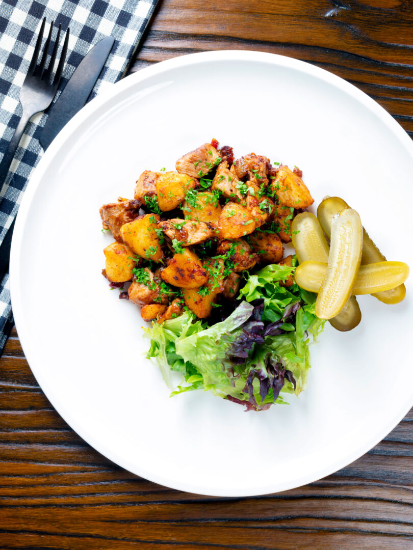 Brassói Aprópecsenye Hungarian Pork Tenderloin with Potatoes - Krumpli