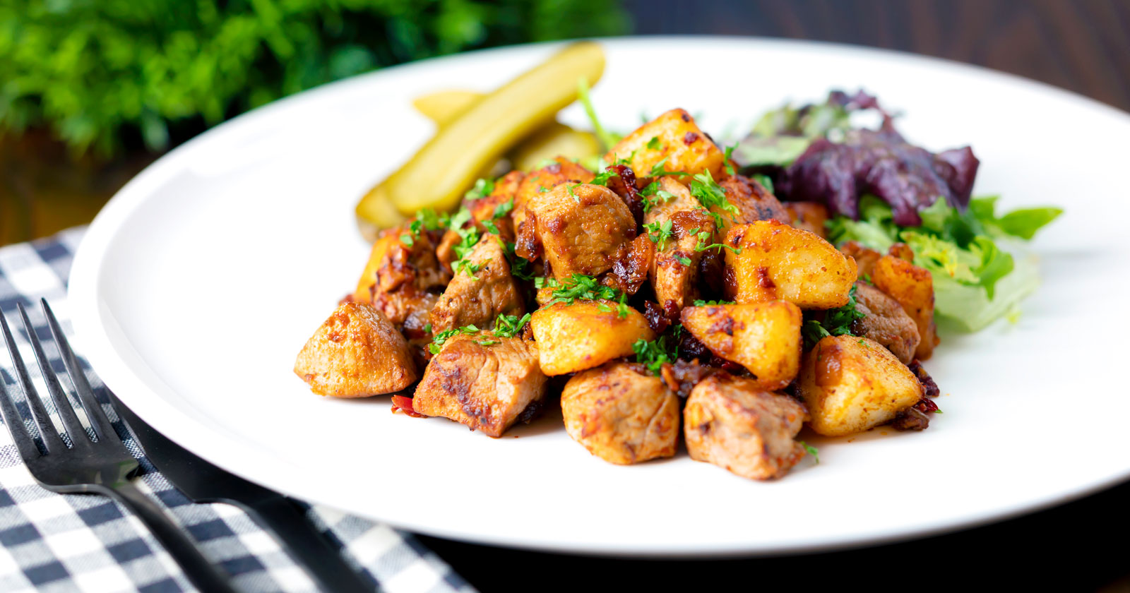 Brassói Aprópecsenye Hungarian Pork Tenderloin with Potatoes - Krumpli