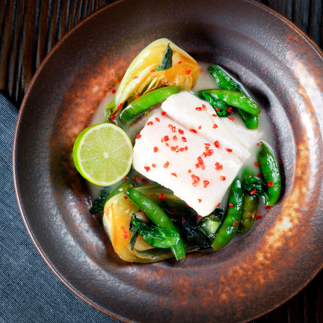 Poached Cod in Coconut Milk with Pak Choi - Krumpli