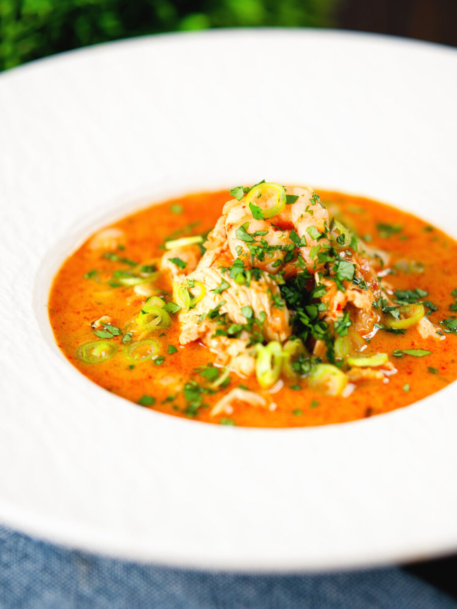 Quick Thai-Influenced Chicken and Prawn Soup - Krumpli