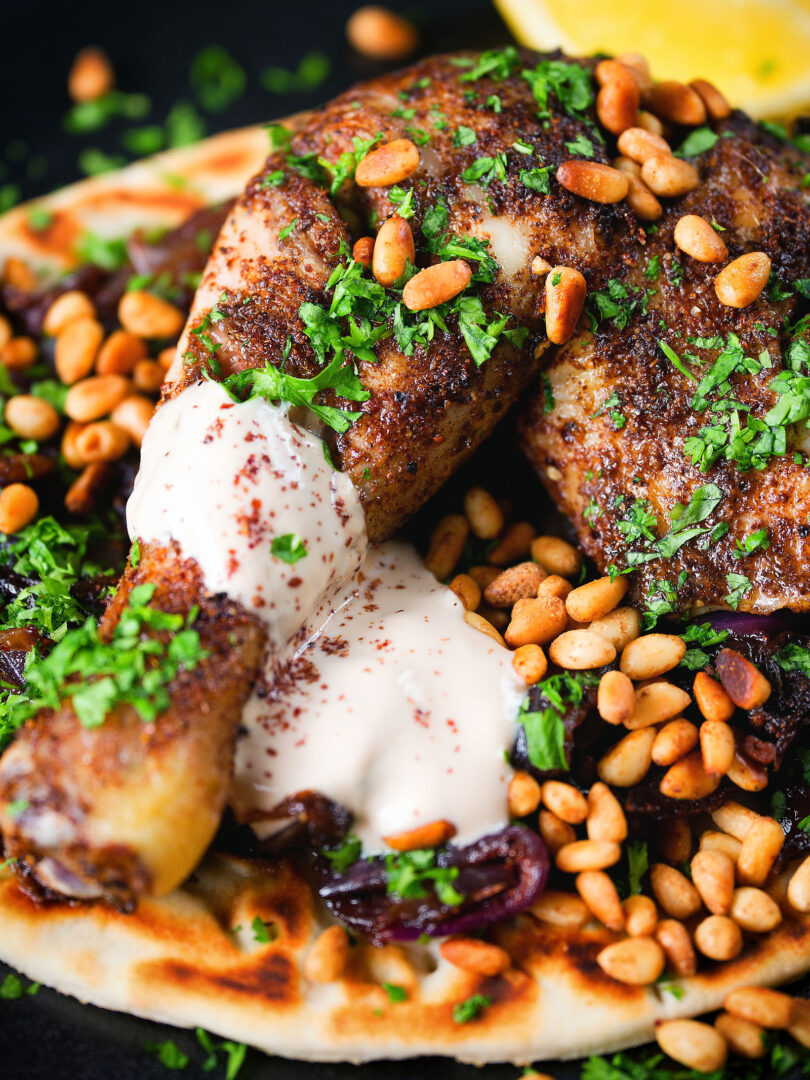 Palestinian Sumac Chicken Musakhan Flatbread - Krumpli